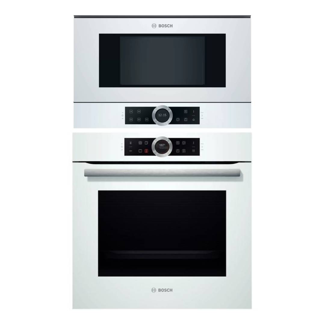 Set Cuptor electric incorporabil BOSCH HBG675BW1 + Cuptor cu microunde ...