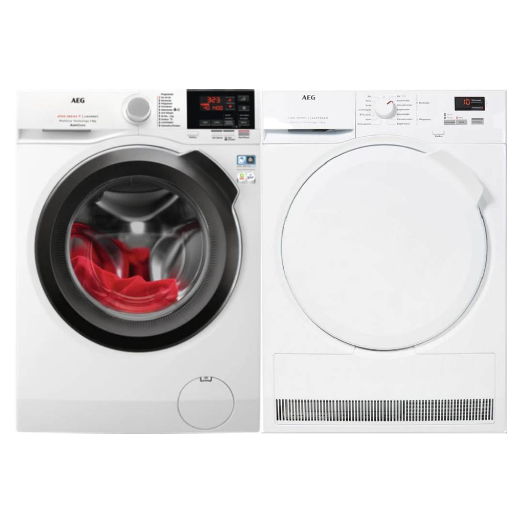 Set Masina de spalt rufe AEG L6FB68489 + Uscator de rufe AEG T7DB41580 ...